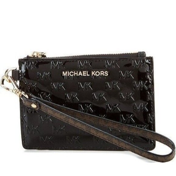 Michael Kors | Bags | Michael Kors Coin Purse Card Wallet Black Patent ...